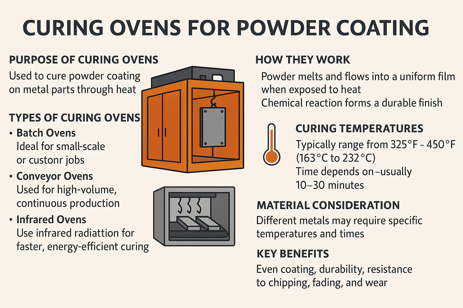 Curing Ovens for Powder Coating: Types, Temperatures, and How They Work